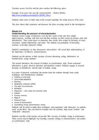 Grade 10lesson plan creating a character stanislavski | DOC