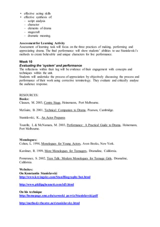 Grade 10lesson plan creating a character stanislavski | DOC