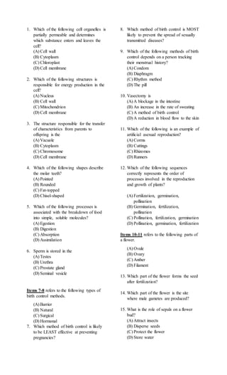 Grade 10 multiple choice end of term 2022 | DOCX | Infertility ...