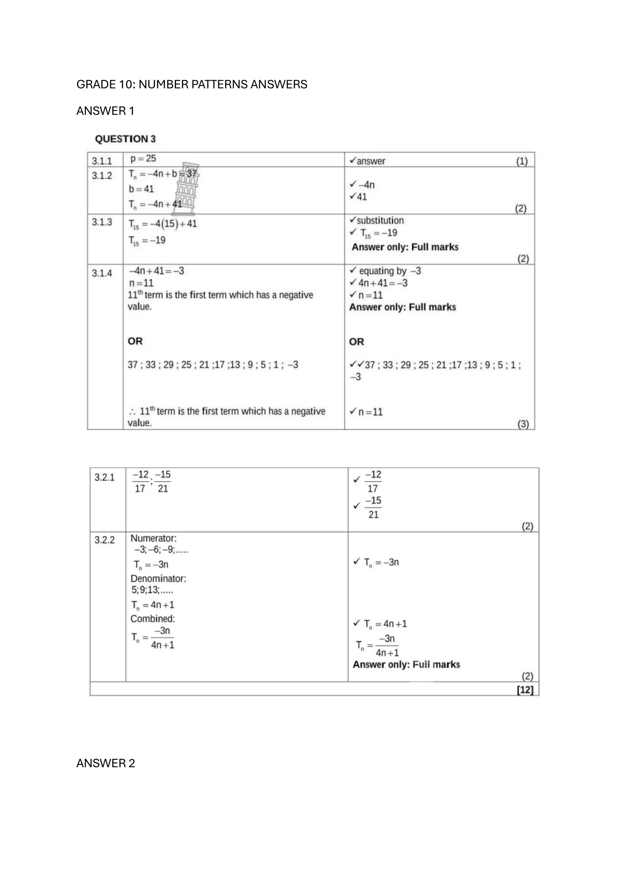 GRADE 10 MATHS NUMBER PATTERNS ANSWERS.pdf