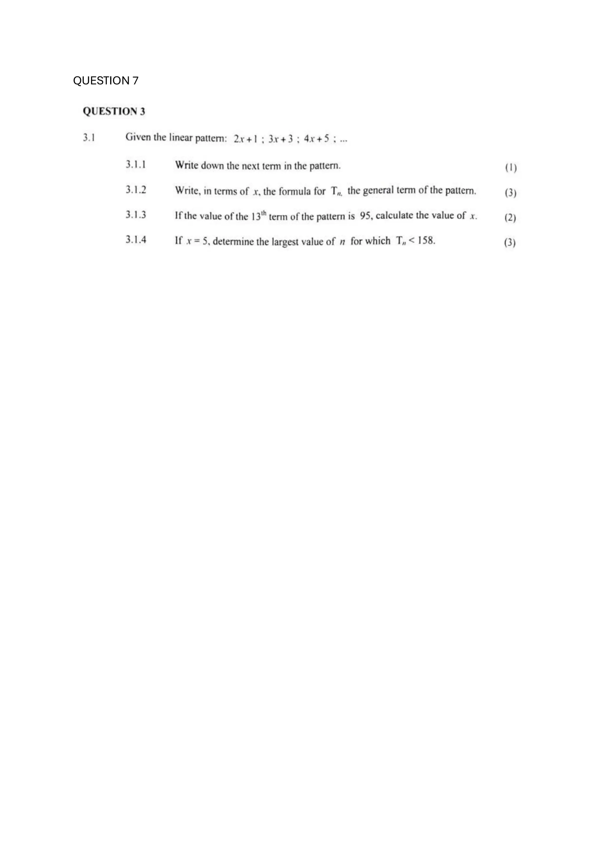 Grade 10 Maths Number Patterns Questions Pdf