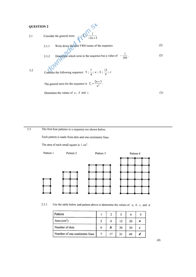 GRADE 10 MATHS NUMBER PATTERNS QUESTIONS.pdf
