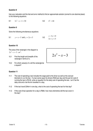 Grade 10 tutorials | PDF
