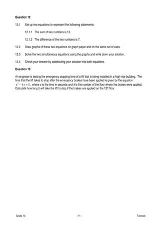 Grade 10 tutorials | PDF