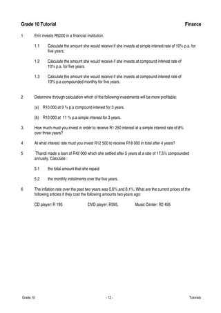 Grade 10 tutorials | PDF