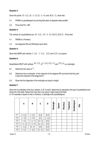 Grade 10 tutorials | PDF