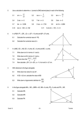 Grade 10 tutorials | PDF