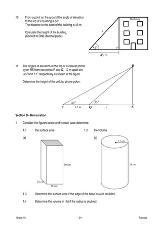 Grade 10 tutorials | PDF