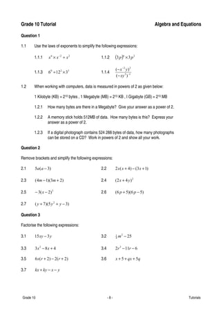 Grade 10 tutorials | PDF