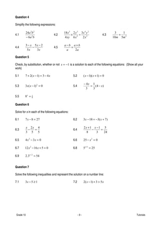 Grade 10 tutorials | PDF