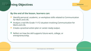 Effective Communication Skills for Work and Life Success in Grade 11 | PPTX