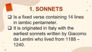 Grade 11-ELEMENTS OF SPECIFIC FORMS.pptx | Poetry | Books and Literature