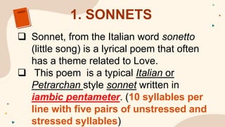 Grade 11-ELEMENTS OF SPECIFIC FORMS.pptx | Poetry | Books and Literature