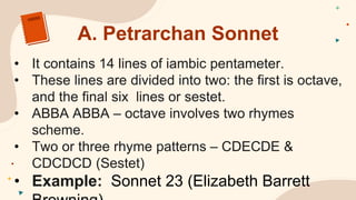 Grade 11-ELEMENTS OF SPECIFIC FORMS.pptx | Poetry | Books and Literature