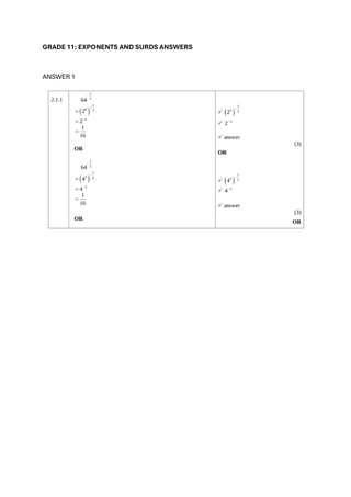 GRADE 11 EXPONENTS AND SURDS ANSWERS.pdf
