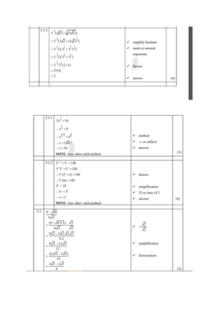 GRADE 11 EXPONENTS AND SURDS ANSWERS.pdf