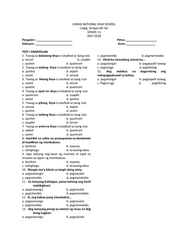 Grade 11 humss | DOCX
