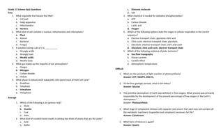 Grade 11 Science Quiz Questions for science quest | DOCX