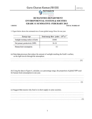 Grade 11 summative feburary 2013 | PDF