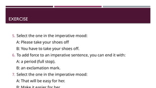Imperative Mood powerpoint for grade 11 students | PPTX
