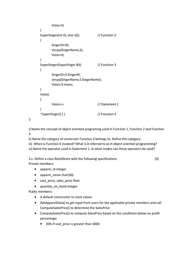 CBSE Grade12, Computer Science, Sample Question Paper | PDF