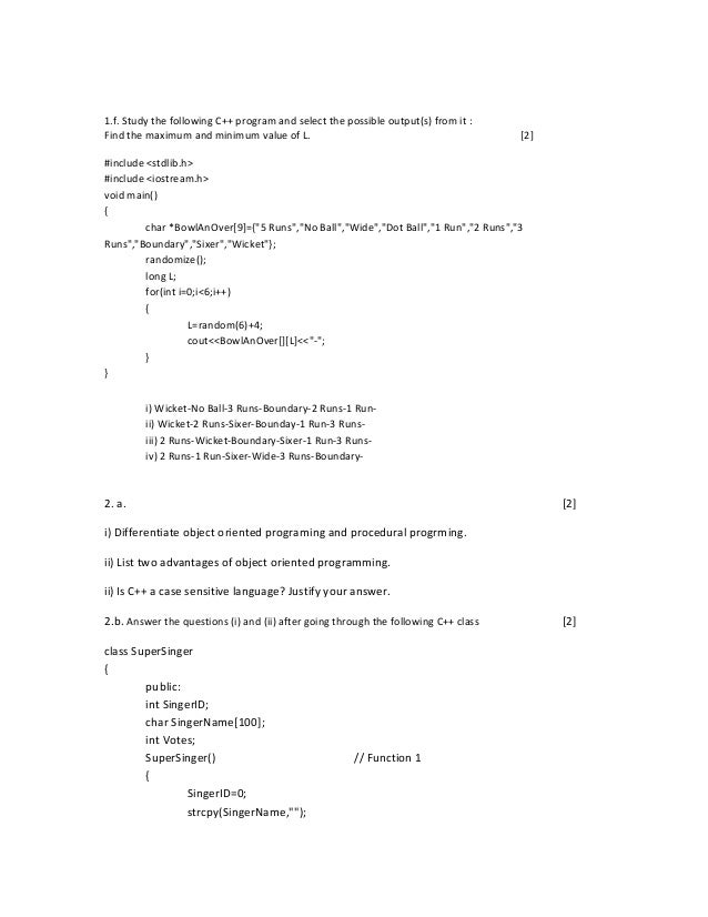 CBSE Grade12, Computer Science, Sample Question Paper