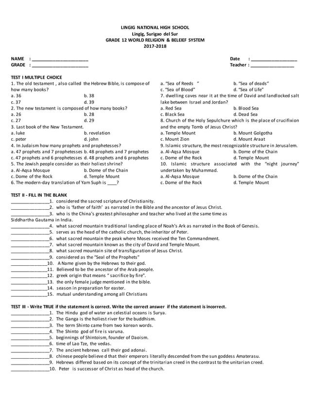 Grade 12 humss | DOCX | Religion & Spirituality