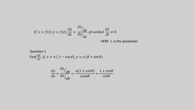 Grade 12 math differentiation-parametric functions | PPTX