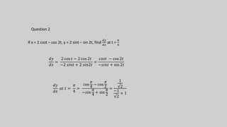 Grade 12 math differentiation-parametric functions | PPTX