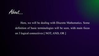 Logical Connectives NOT AND OR | PDF