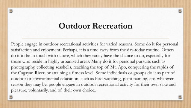 grade 12outdoor recreation module 1-2.pptx | Outdoor Attractions | Attractions