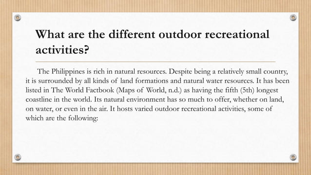 grade 12outdoor recreation module 1-2.pptx | Outdoor Attractions | Attractions