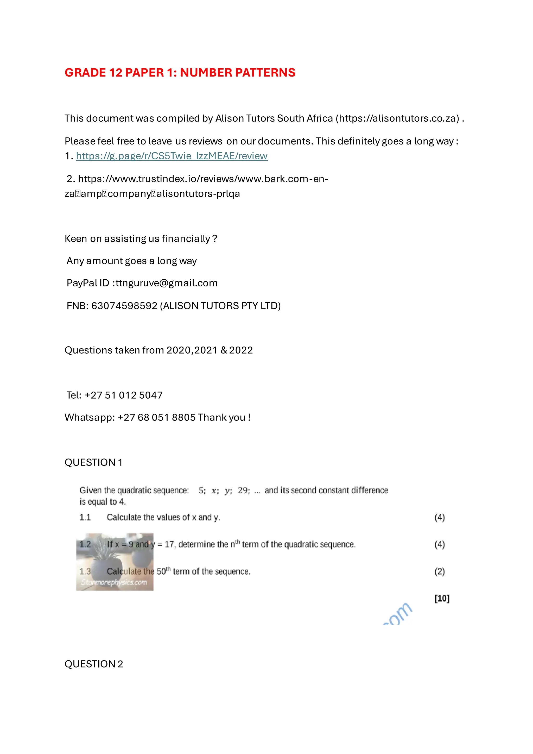 GRADE 12 PAPER 1 NUMBER PATTERNS QUESTIONS.pdf