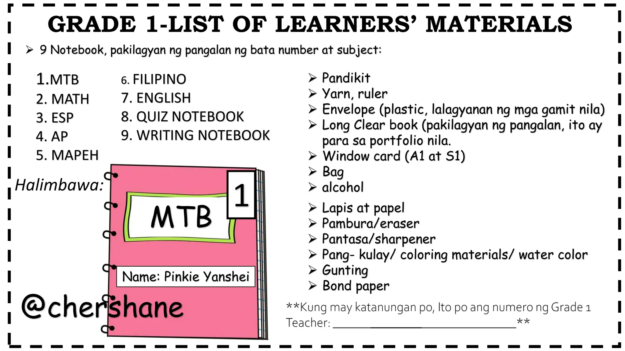 Grade 1 learners list of materials and name tag (1).pptx