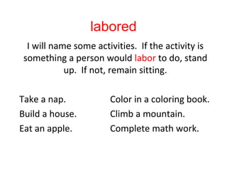 Grade 1 lesson 18 vocabulary powerpoint | PPT