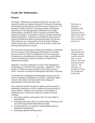 Grade 1 Mathematics Curriculum | PDF