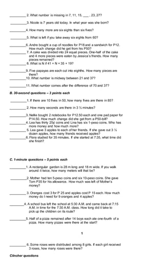 Grade 1 mtap reviewer | PDF
