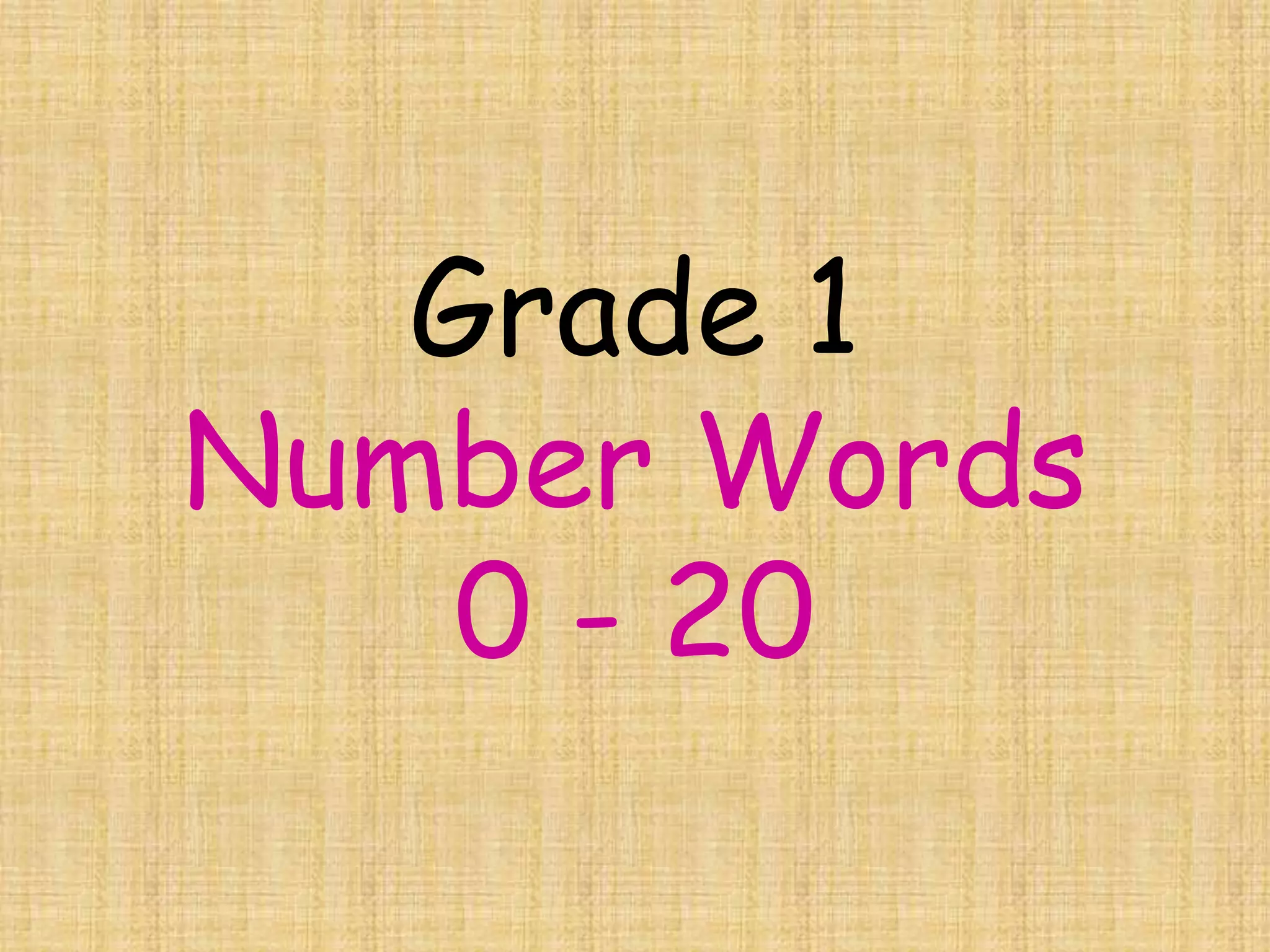 Grade 1 number words | PPTX