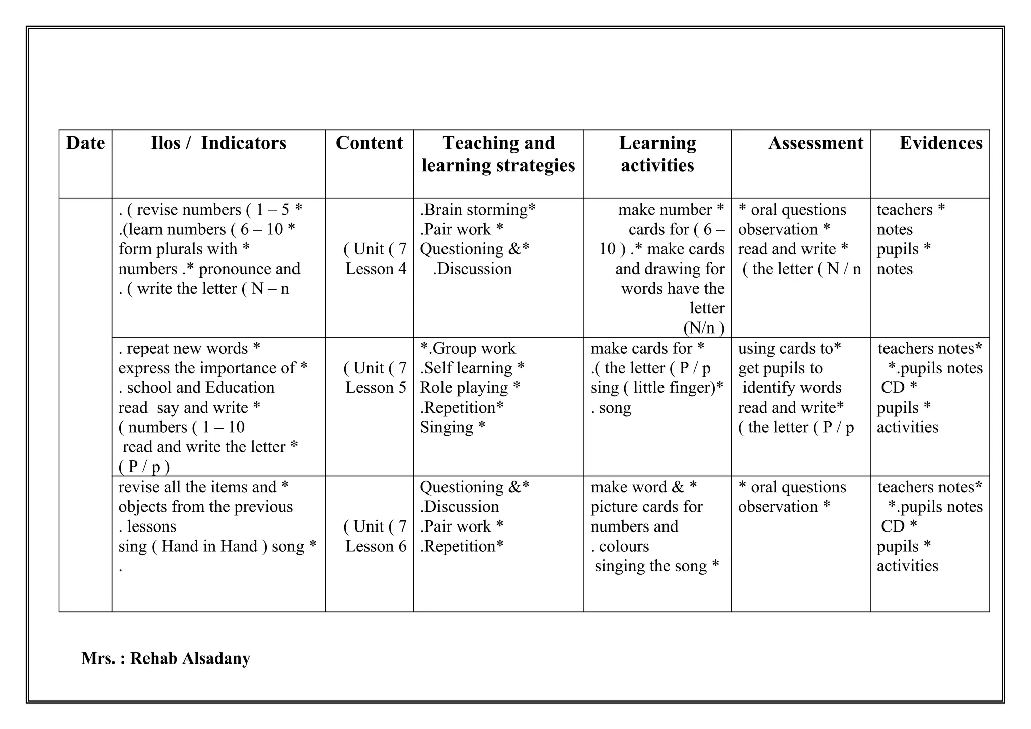 Grade 1 plan | DOC | Homework and Study | Education