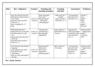 Grade 1 plan | DOC | Homework and Study | Education
