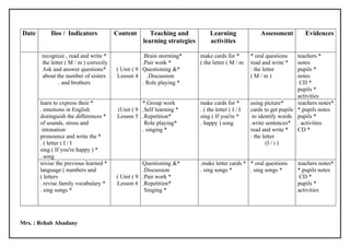 Grade 1 plan | DOC | Homework and Study | Education