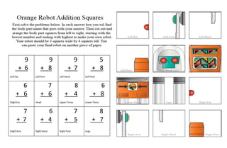 Addtion With Regrouping Activity Grade 1 (Robot Addition Squares) | PPT