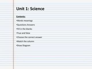 Grade 1 science unit 1 | PPTX