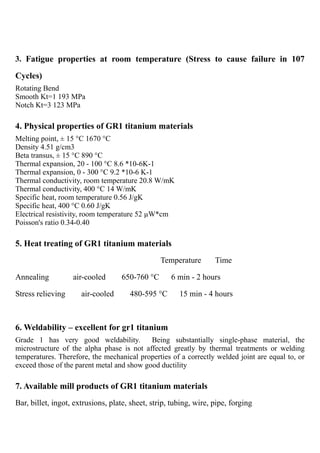 Grade 1 titanium materials | DOC | Physics | Science