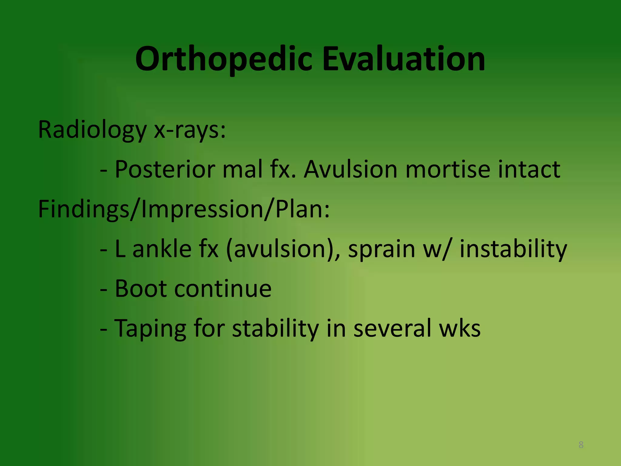 Grade 2+ Ankle Sprain in a Collegiate Football Athlete | PPTX