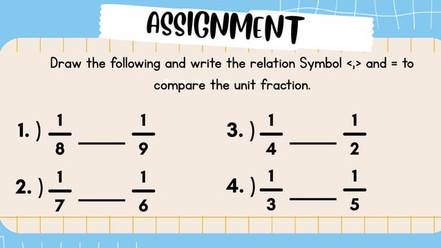 Grade 2 Math Comparing and Arranging Unit Fractions | PPTX
