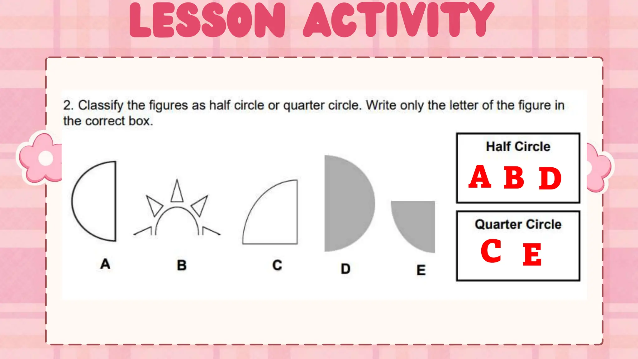 Visualizing, Identifying, Classifying, and Describing Half Circles and Quarter Circles.pptx