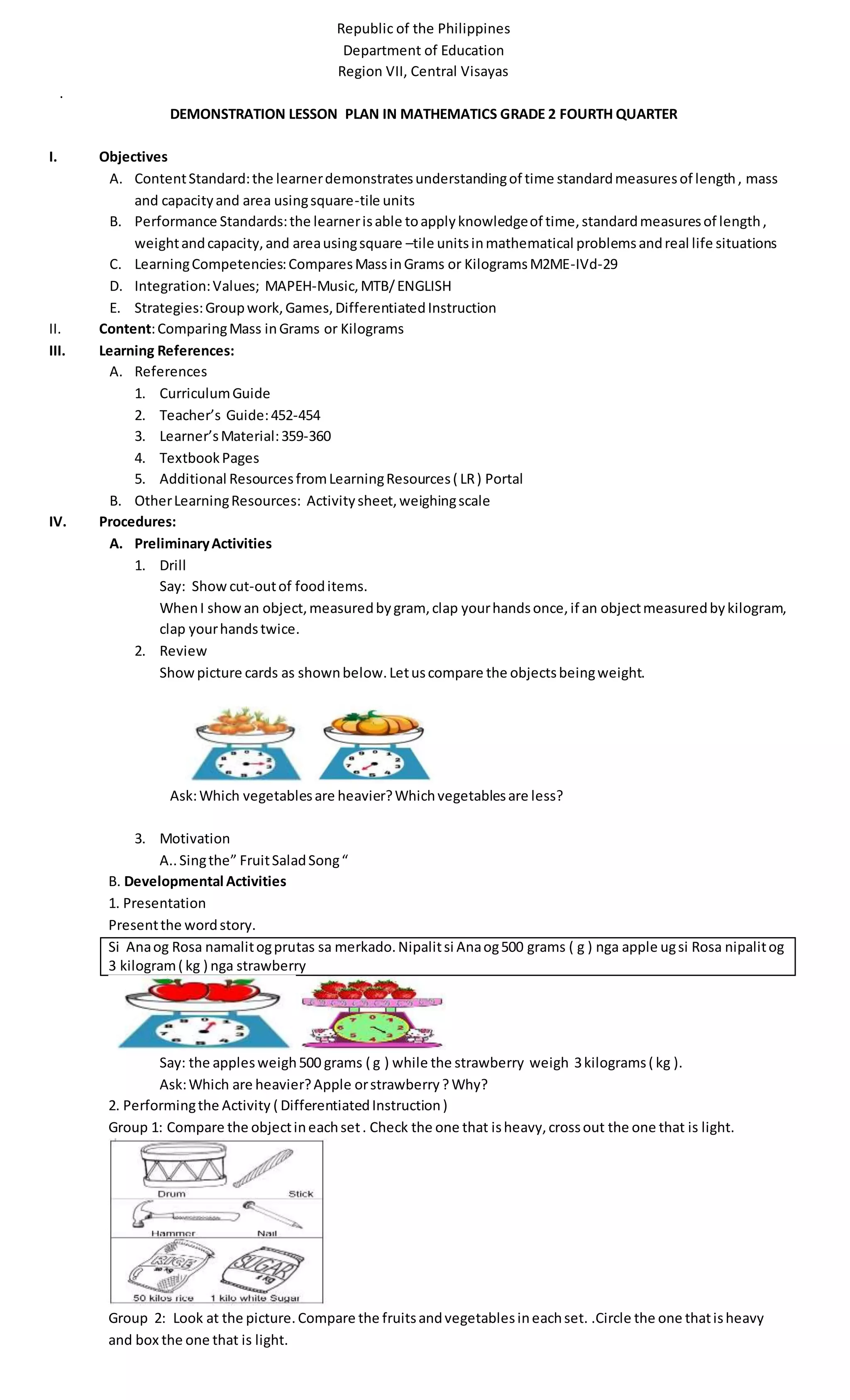 Grade 2 cot math q4 | DOCX
