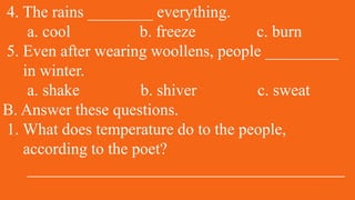 Grade 2 English Unit 5 Worksheet the Seasons.pptx | Weather | Science