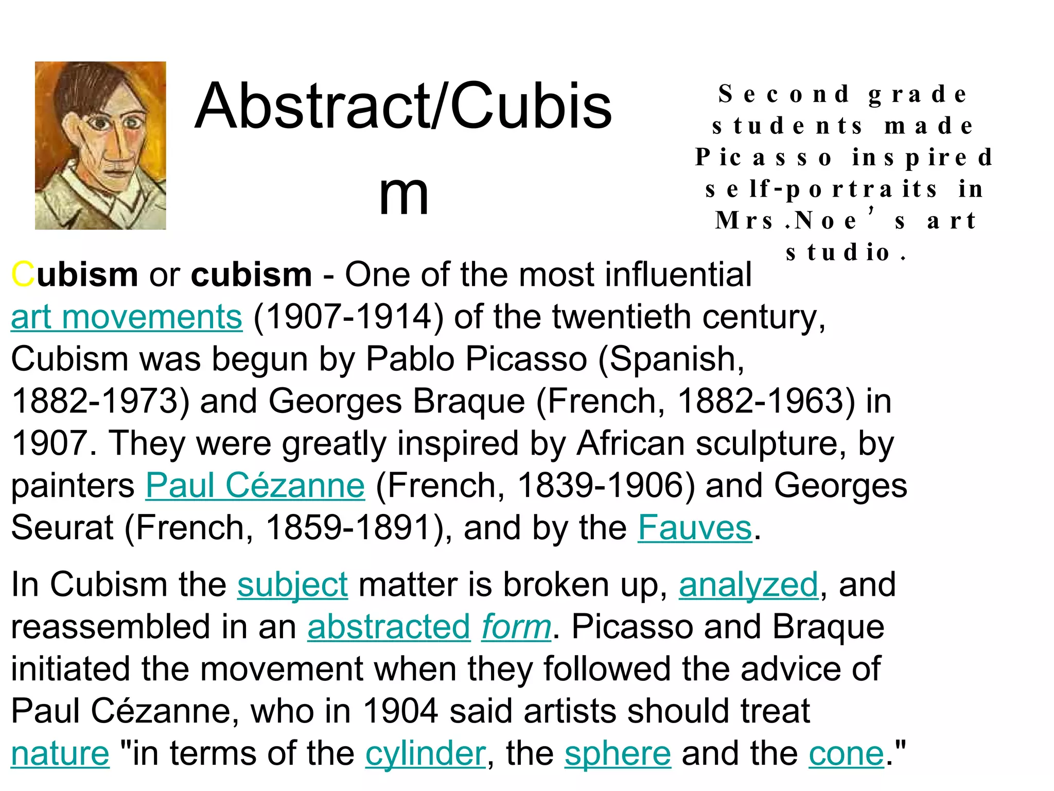 Grade 2 Picasso Self Portrait | PPT